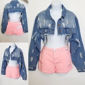 Jackets & Coats | Distress Cropped Denim Jacket | Poshmark
